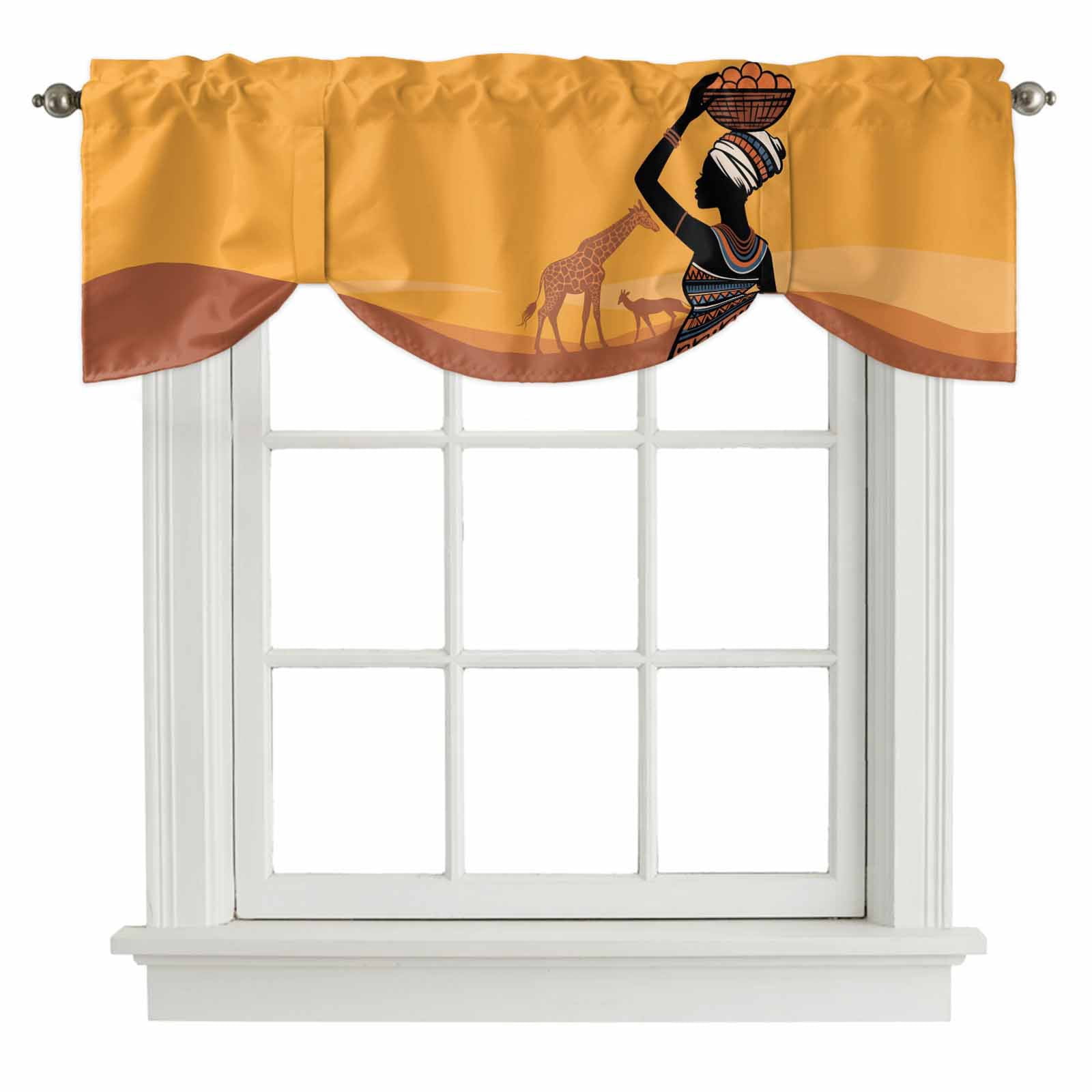 Africa Black Women Tie Up Valance Curtains Giraffe Animals Ethnic Style ...