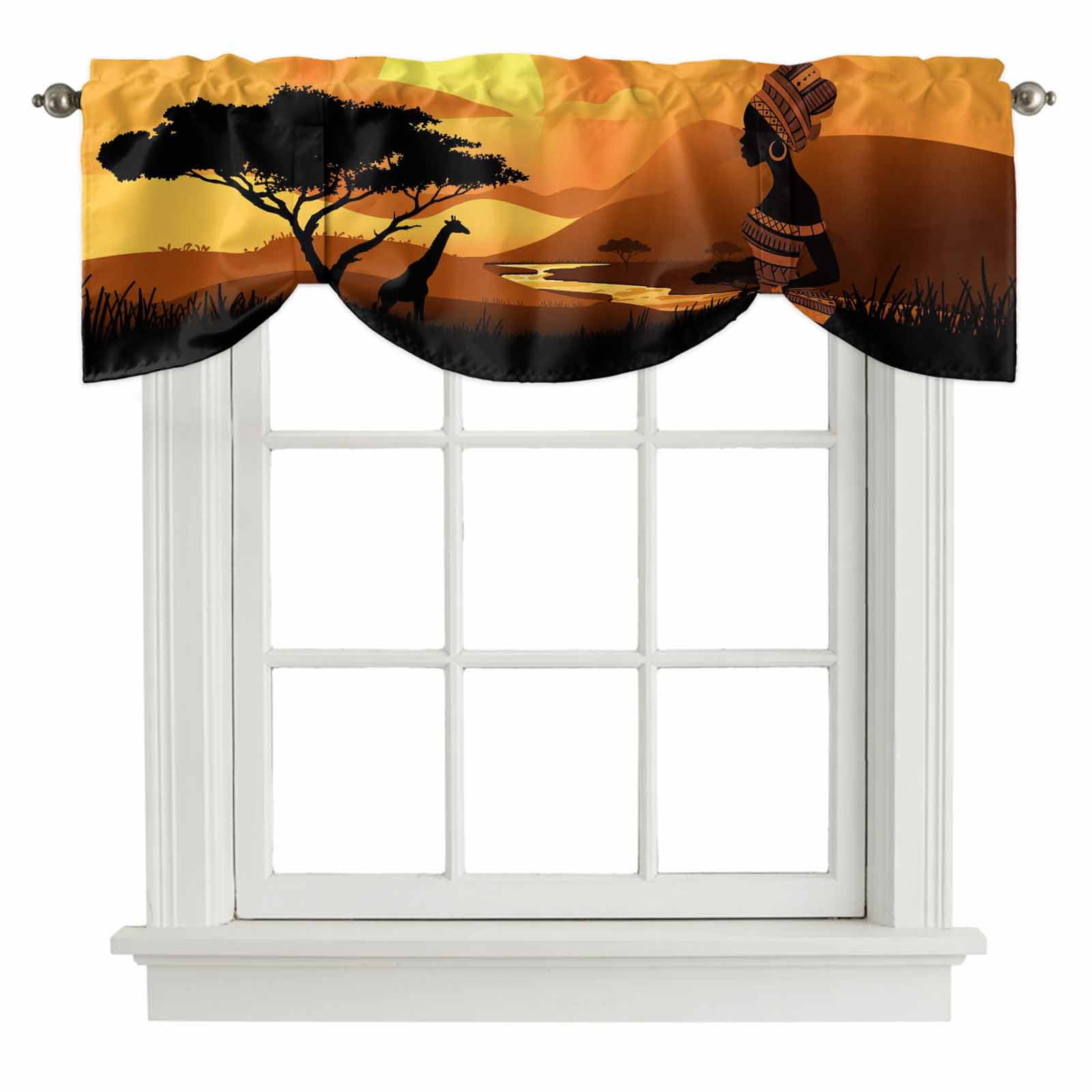 Africa Black Women Tie Up Valance Curtains for Windows, Kitchen ...
