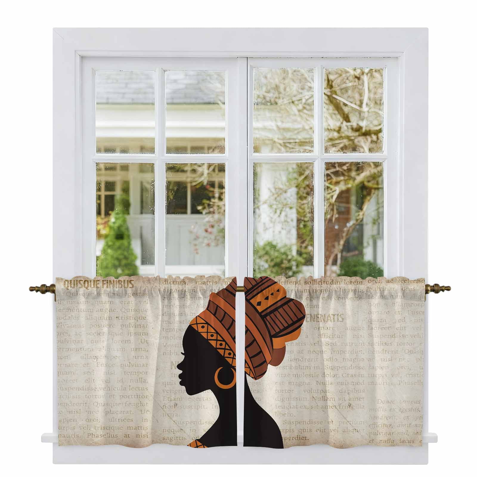 Africa Black Women Tier Curtains, African Native Ethnic Vintage Light ...