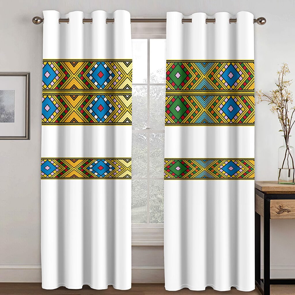 Africa Boho Ethiopian and Eritrean Traditional Curtains 2 Pieces Thin ...