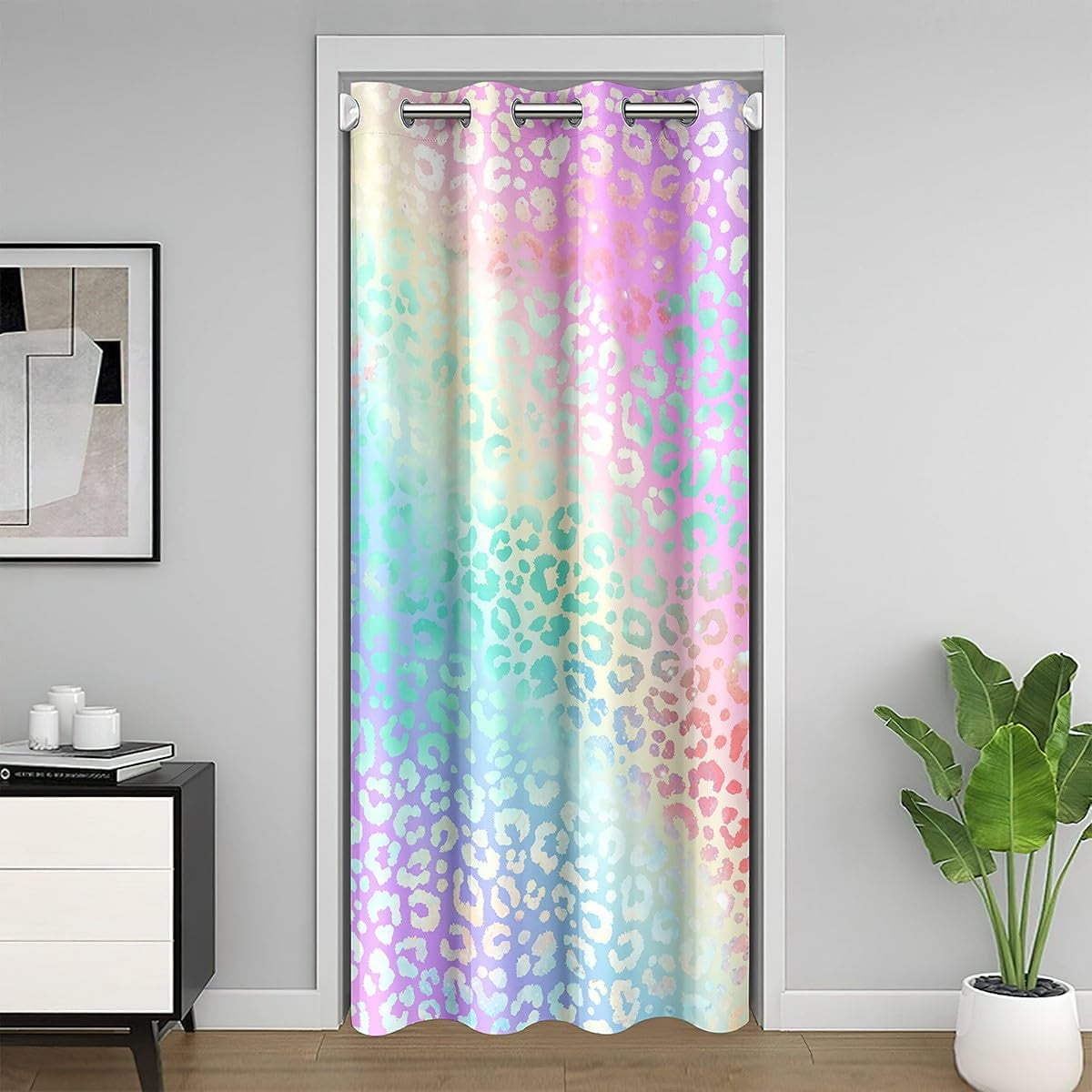 Africa Cheetah Colorful Leopard Pattern Door Curtains for Bedroom ...