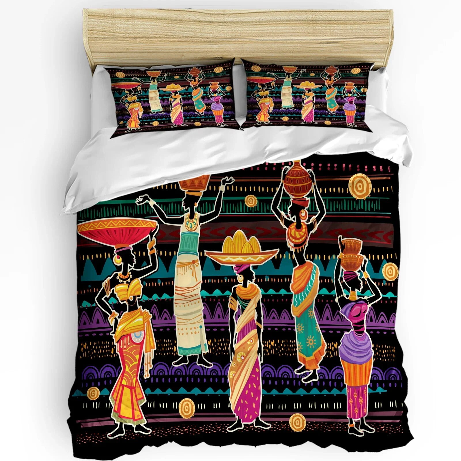 Africa Colorful Geometric Art 3pcs Bedding Set For Bedroom Double Bed ...