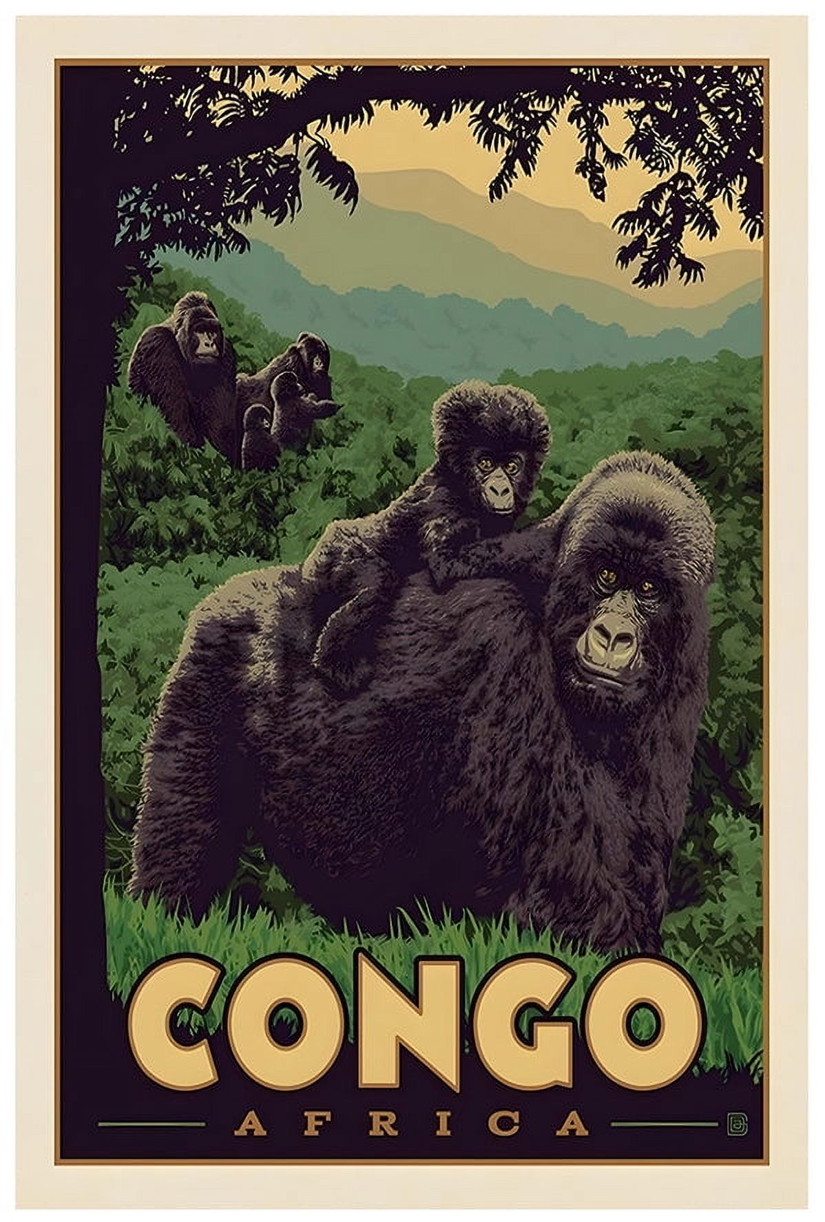 Africa - Congo - Vintage Travel Poster (24x36Inches(Black-Framed ...
