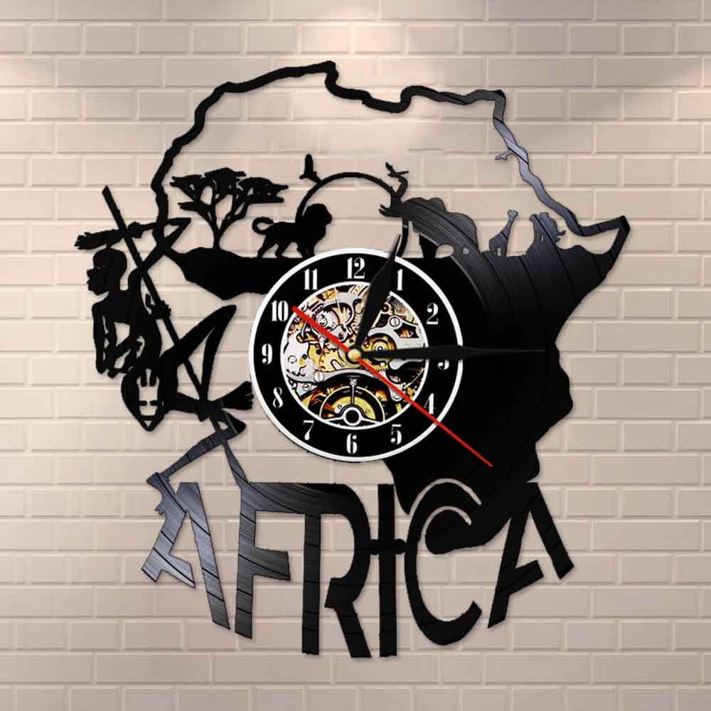Africa Decor Vinyle Record Wall Clock Africa Artwork Laser Cut Wall ...