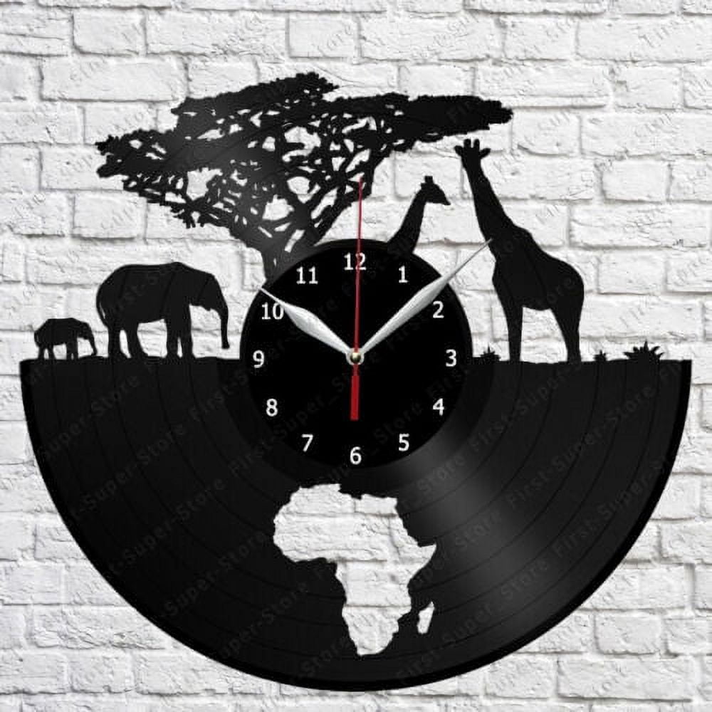 Africa Elephant Vinyl Wall Clock,Vinyl Record Clock Wall Art Unique kid ...