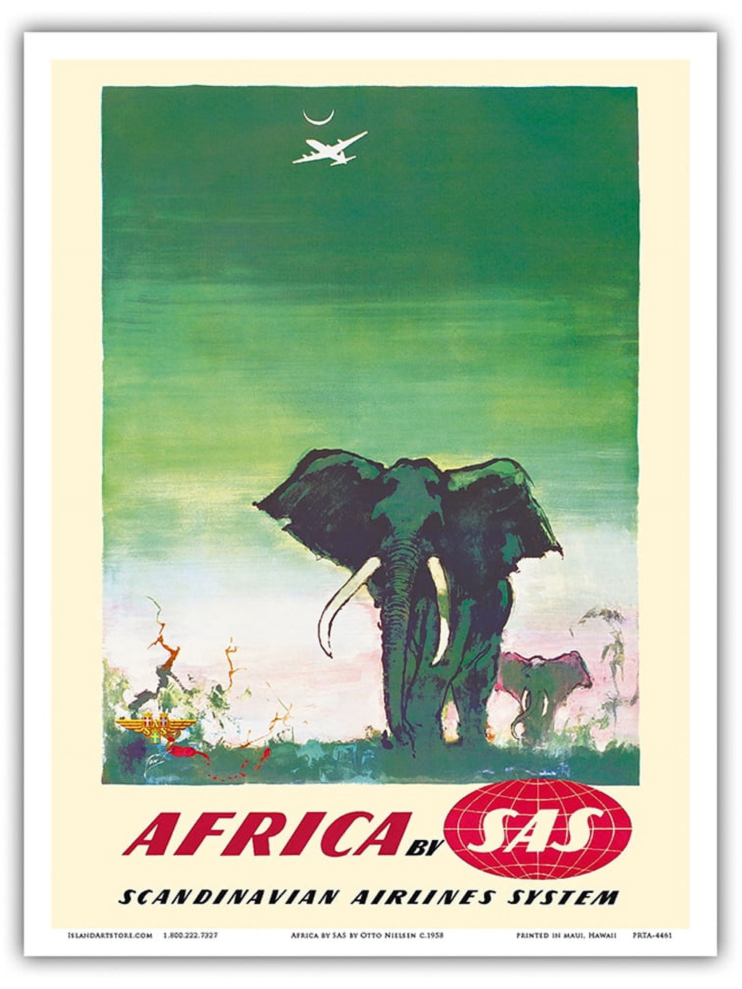 Africa - Elephants - by SAS Scandinavian Airlines System - Vintage ...