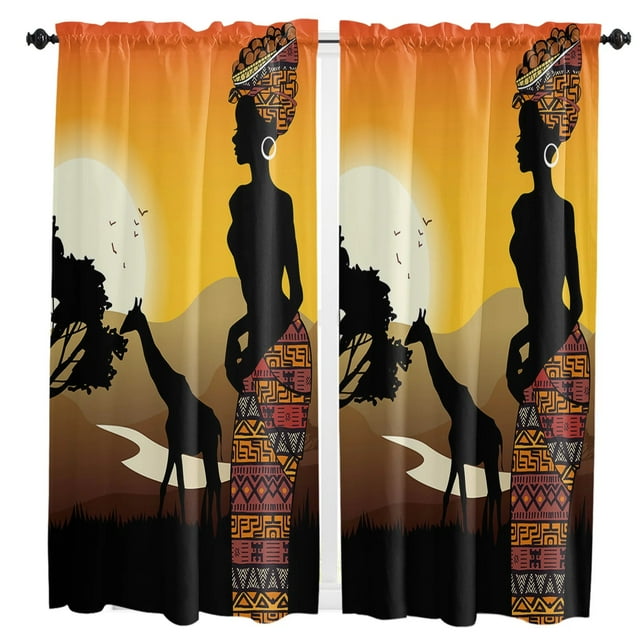 Africa Emblem Ethnic Curtains For Living Room Bedroom Window Treatment ...
