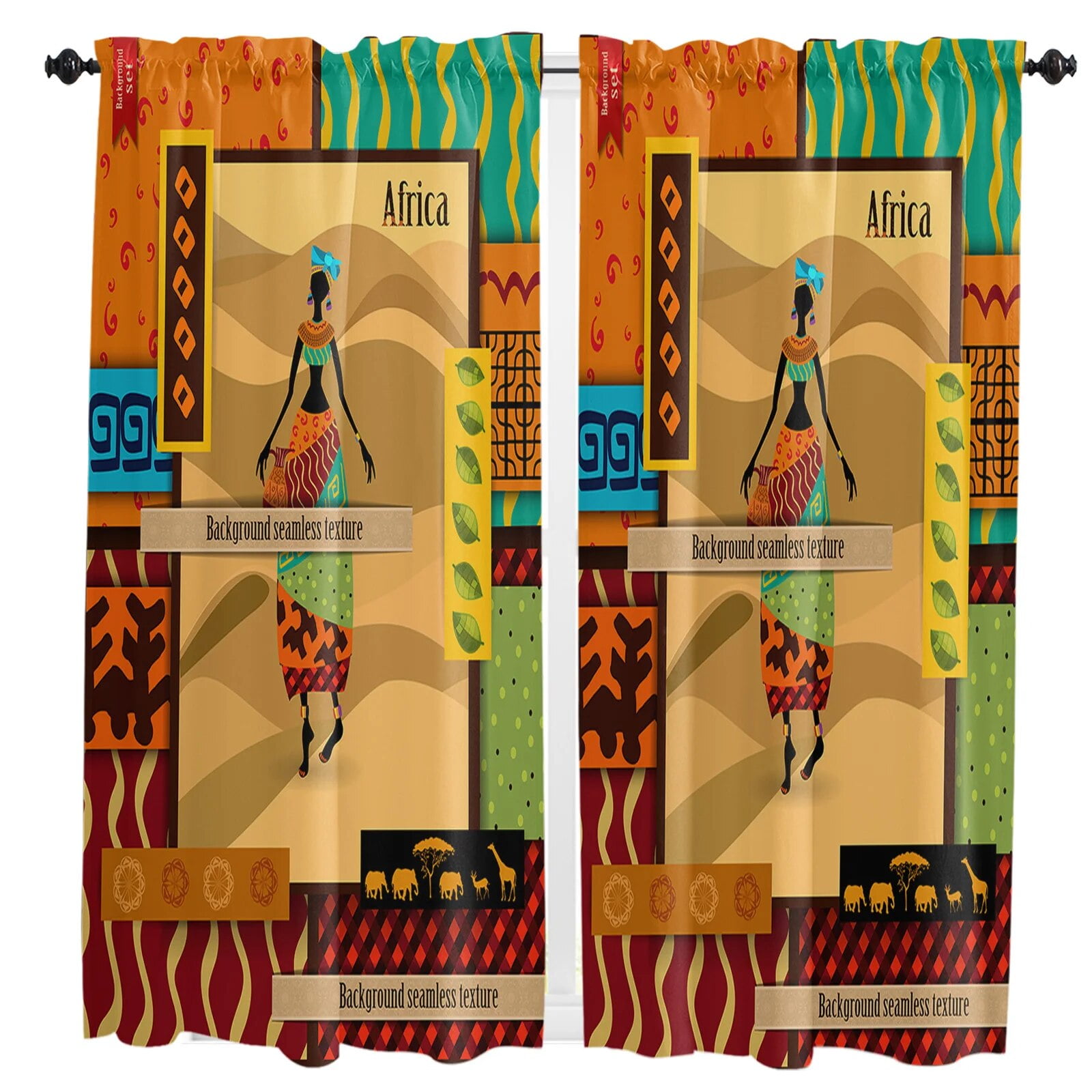 Africa Emblem Ethnic Curtains For Living Room Bedroom Window Treatment ...
