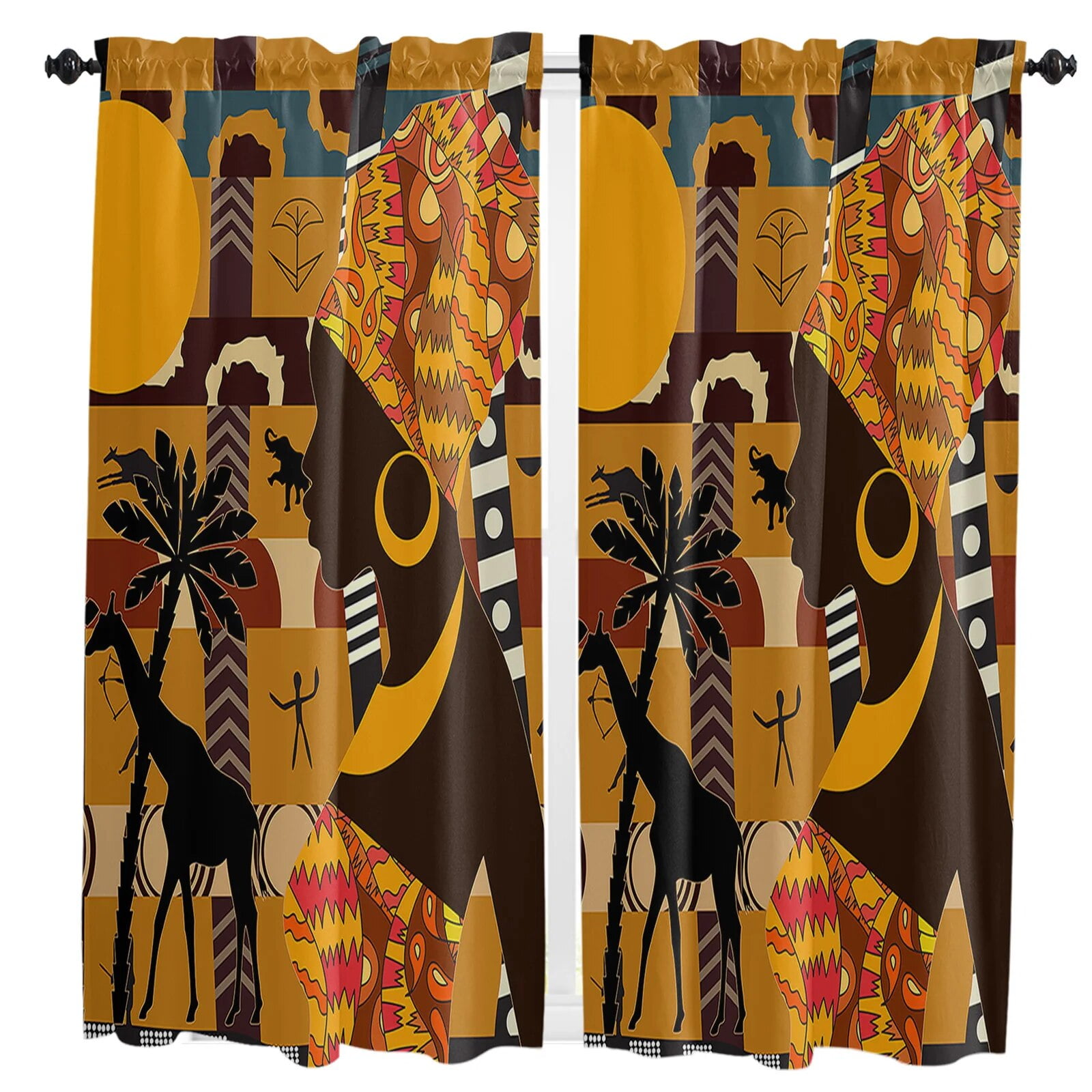 Africa Emblem Ethnic Curtains For Living Room Bedroom Window Treatment ...