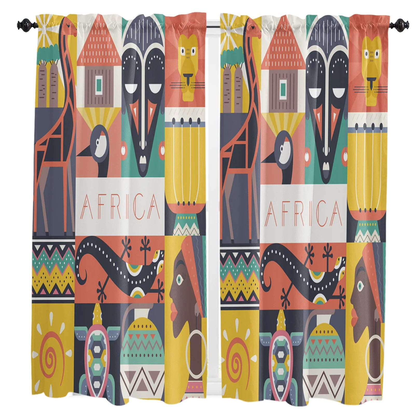 Africa Emblem Ethnic Curtains For Living Room Bedroom Window Treatment ...