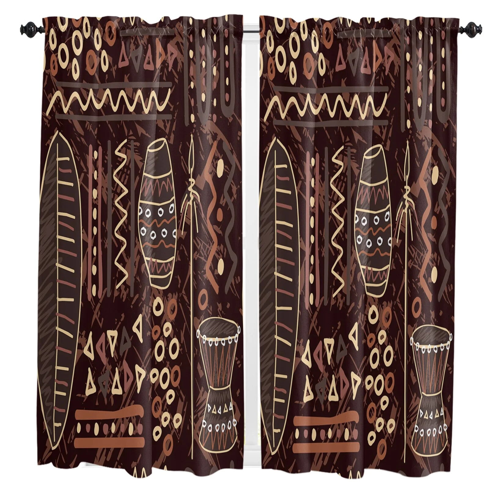 Africa Emblem Ethnic Curtains For Living Room Bedroom Window Treatment ...