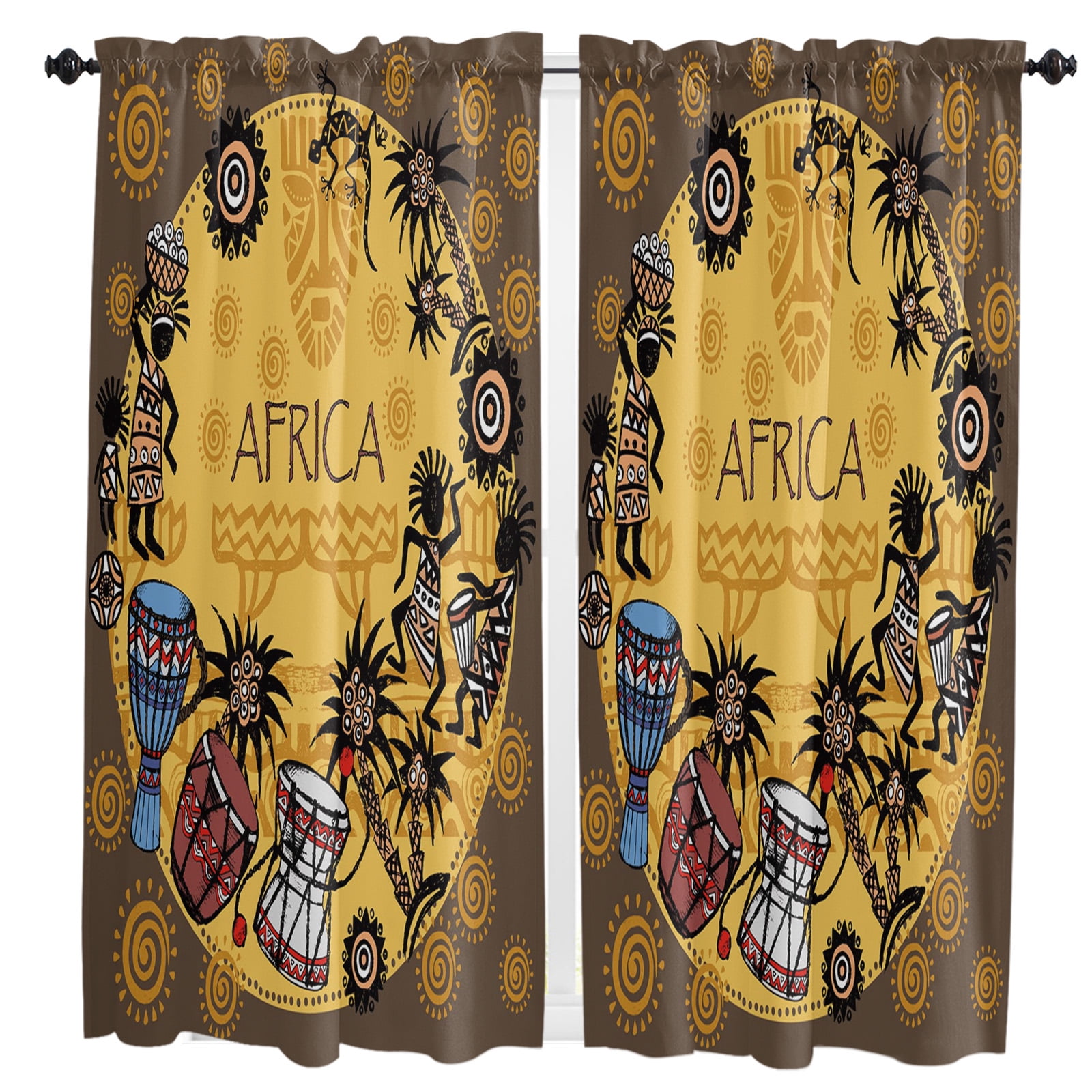 Africa Emblem Ethnic Curtains For Living Room Bedroom Window Treatment ...