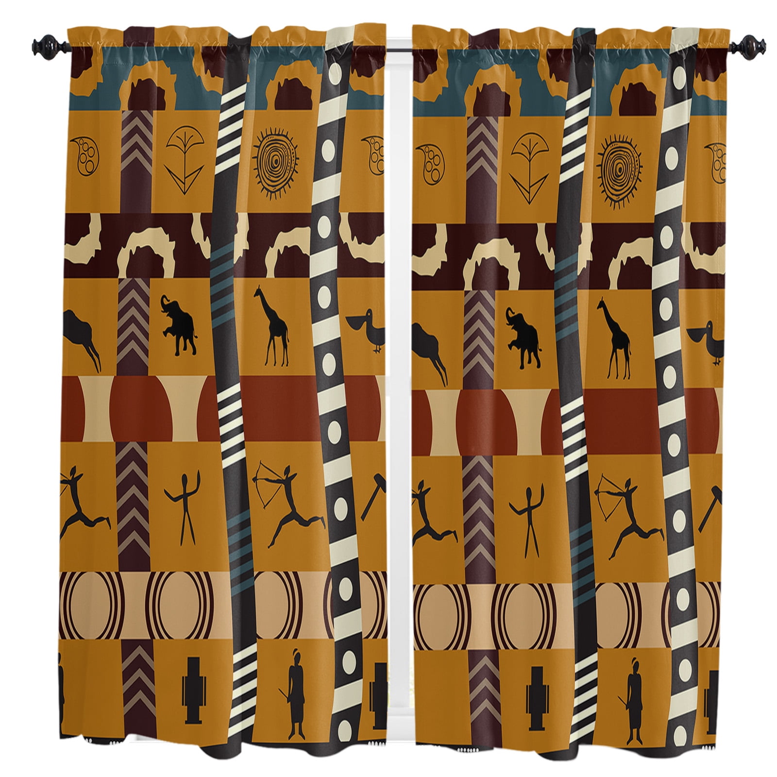 Africa Emblem Ethnic Curtains For Living Room Bedroom Window Treatment ...