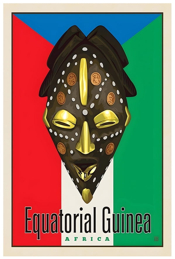 Africa - Equatorial Guinea - Vintage Travel Poster (24x36Inches(Black ...