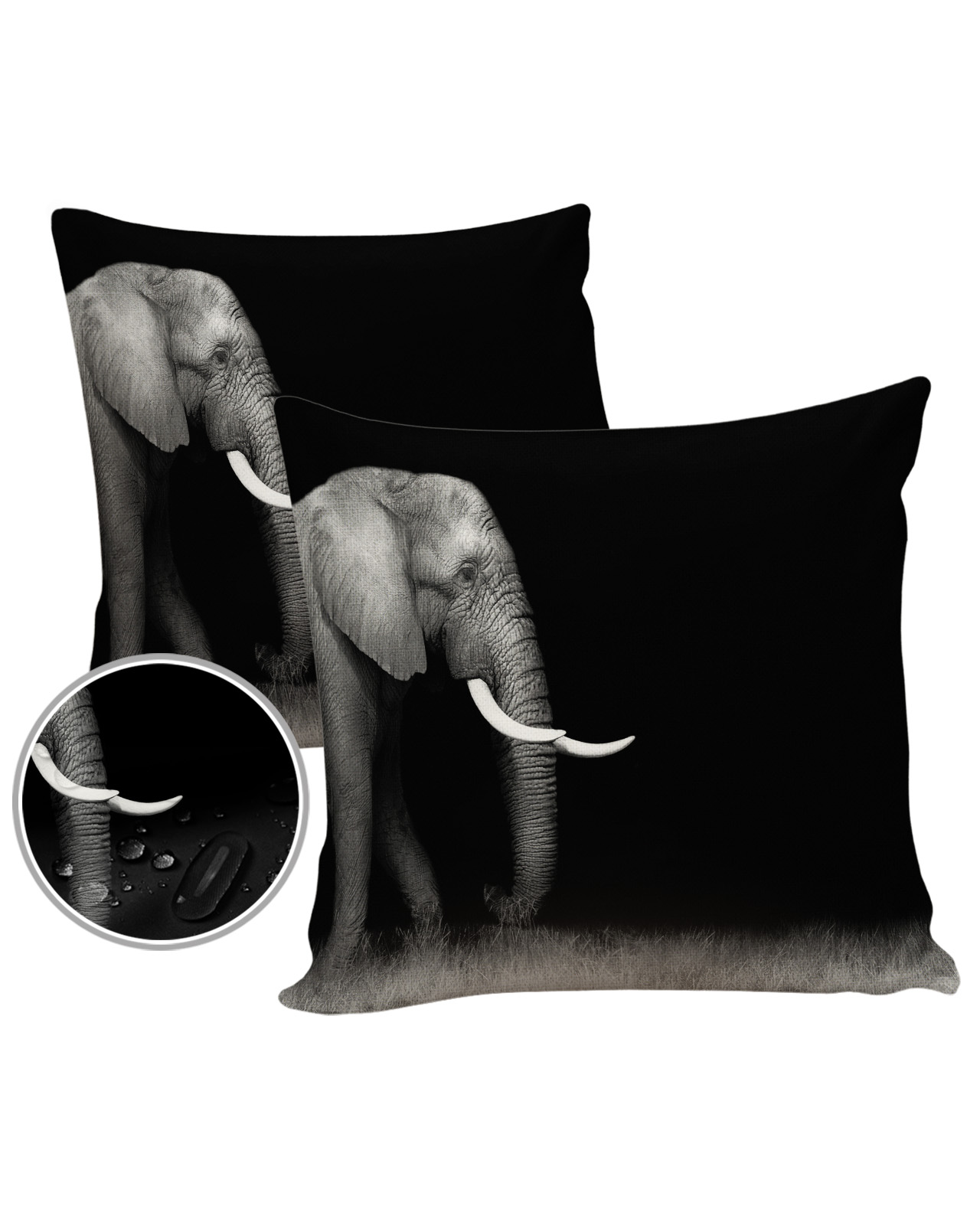 Africa Ethnic Animals Wildlife Elephant on Grass Outdoor Pillow Covers ...