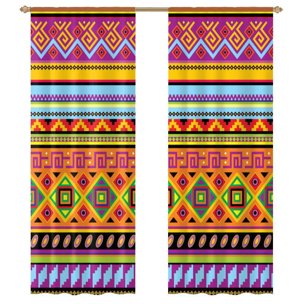 Africa Ethnic Colorful Pattern Sheer Voile Curtain Window Tulle ...