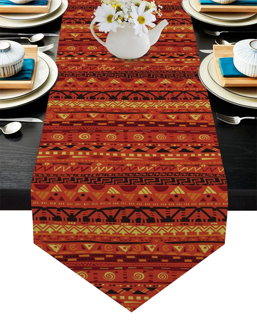 Africa Ethnic Geometric Shape Modern Table Runner Home Table r Cotton ...