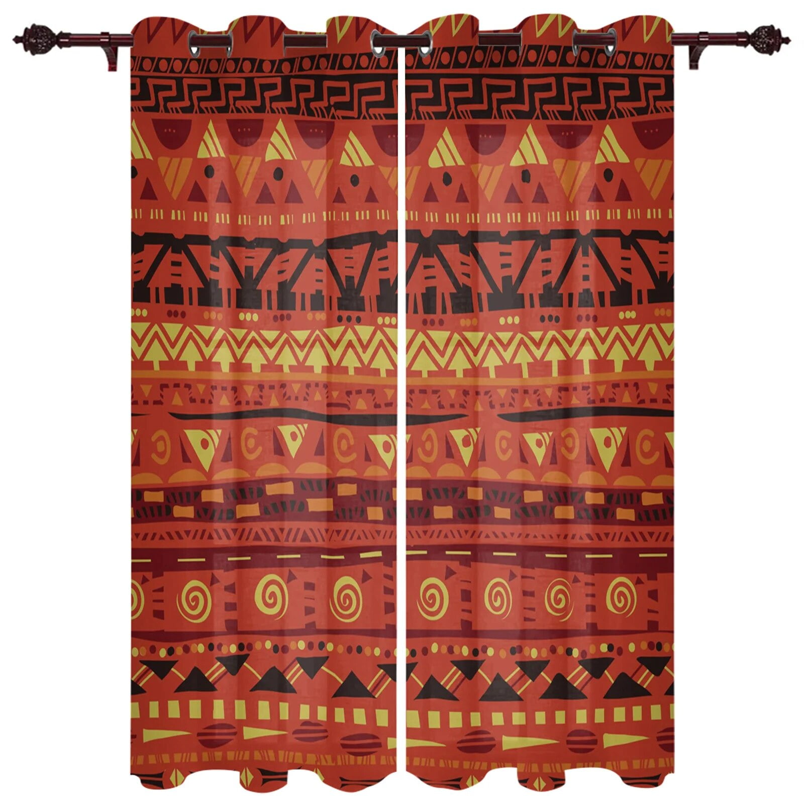 Africa Ethnic Geometric Shape Windows Curtains Living Room Bedroom ...
