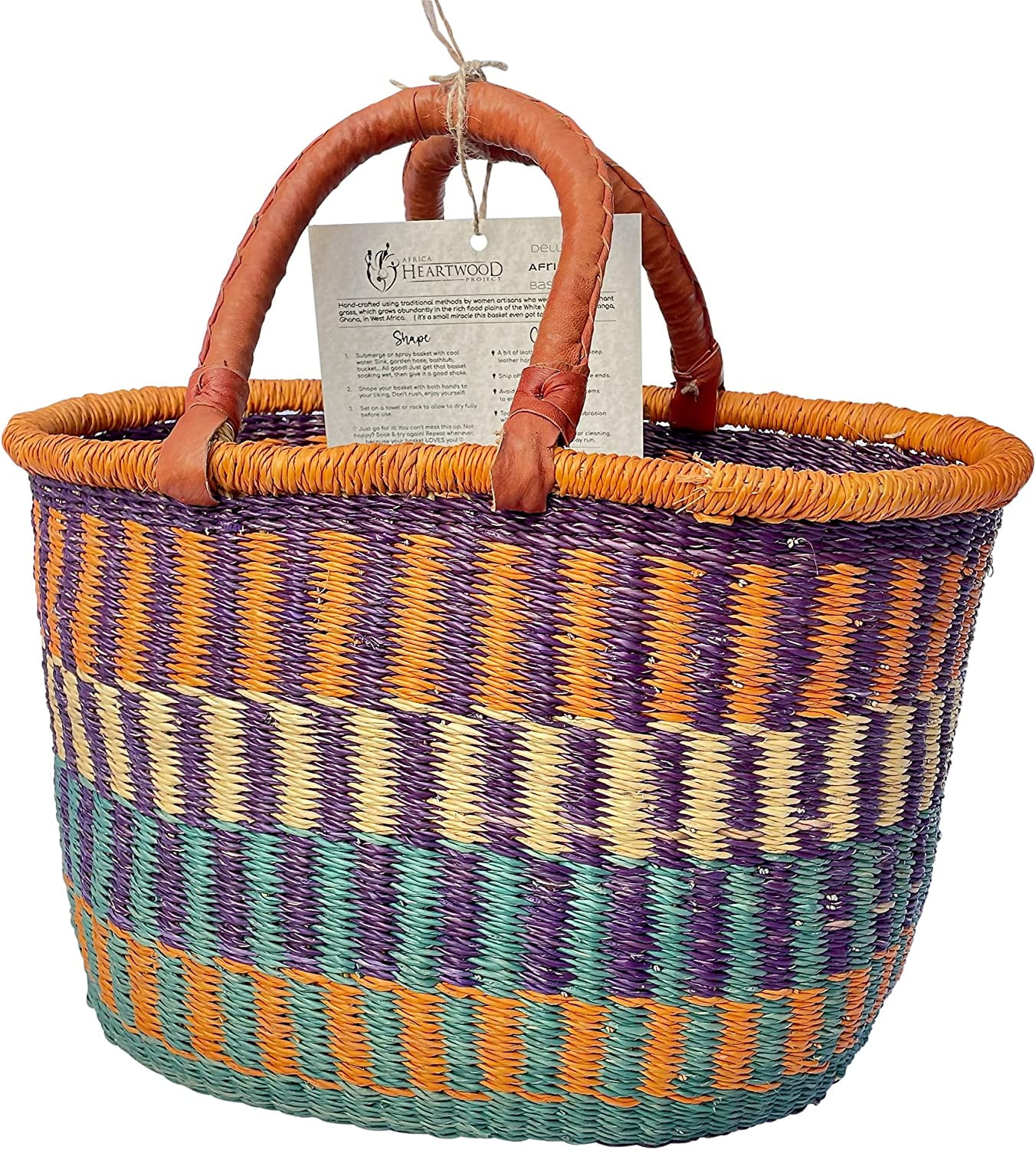 Africa Heartwood Project - Deluxe Large Oval Colorful African Basket ...