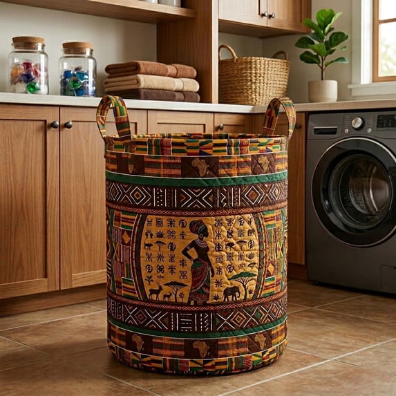 Africa Legacy Quilted Laundry Basket, Storage Bin Laundry Basket Fabric ...