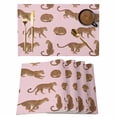 Africa Leopard Animal Cotton Linen Placemats Set of 2, Pink Background ...