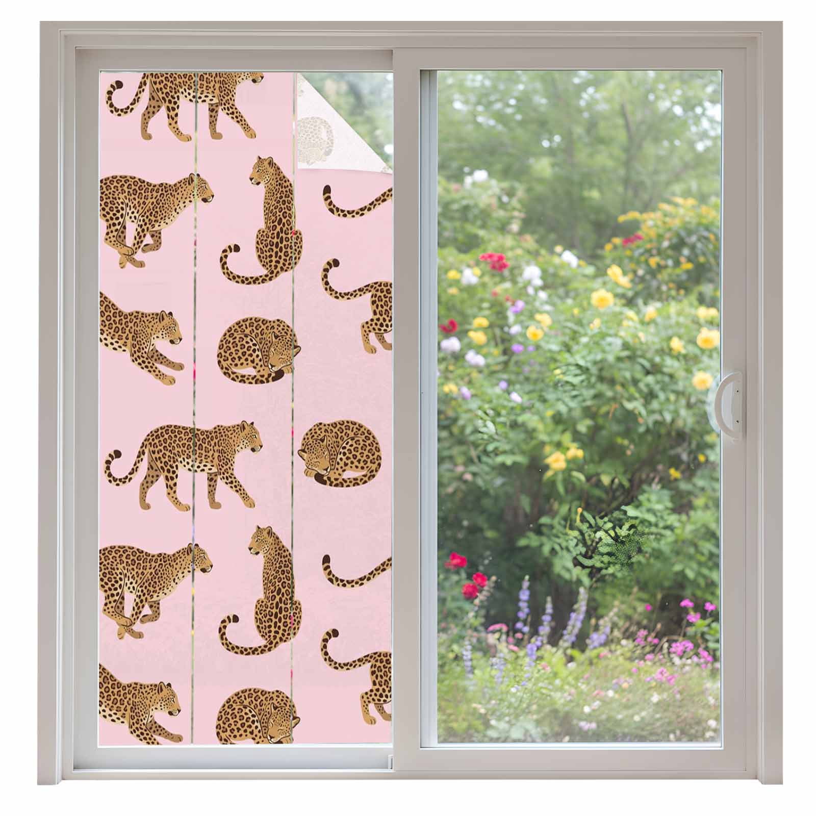 Africa Leopard Animal Window Privacy Film, Pink Background Abstract ...