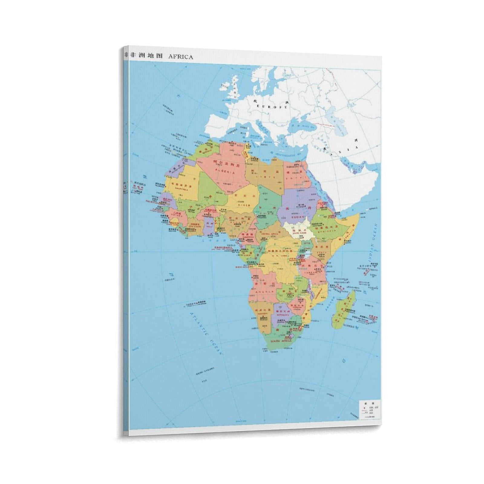 Africa Map Color Separation Home Decor Poster Wall Art Hanging Picture ...