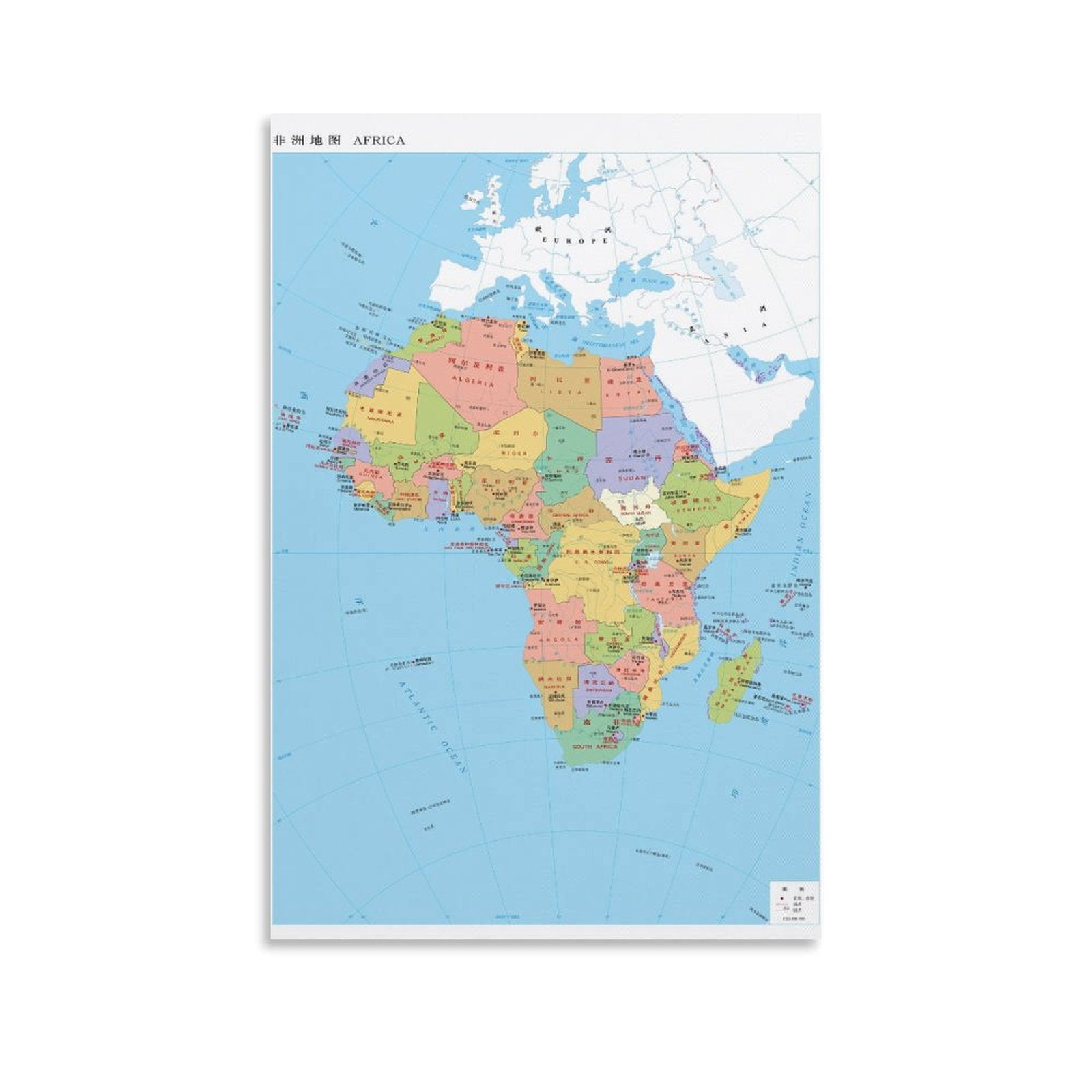 Africa Map Color Separation Poster Decorative Painting Canvas Wall Art ...