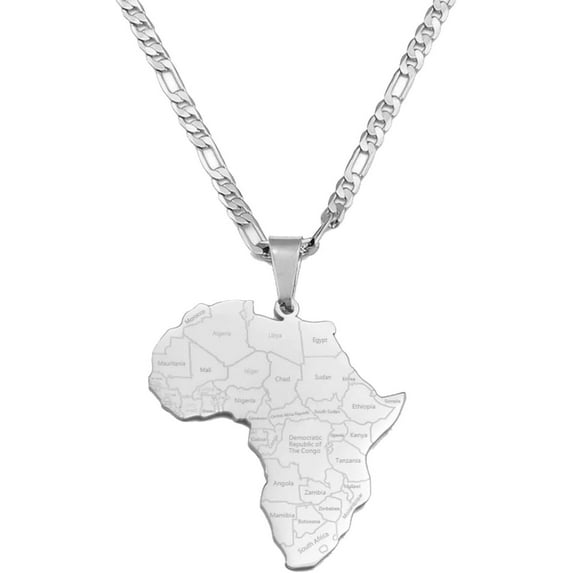 Africa Map & Country Name Pendant Necklaces for Women Men Stainless ...