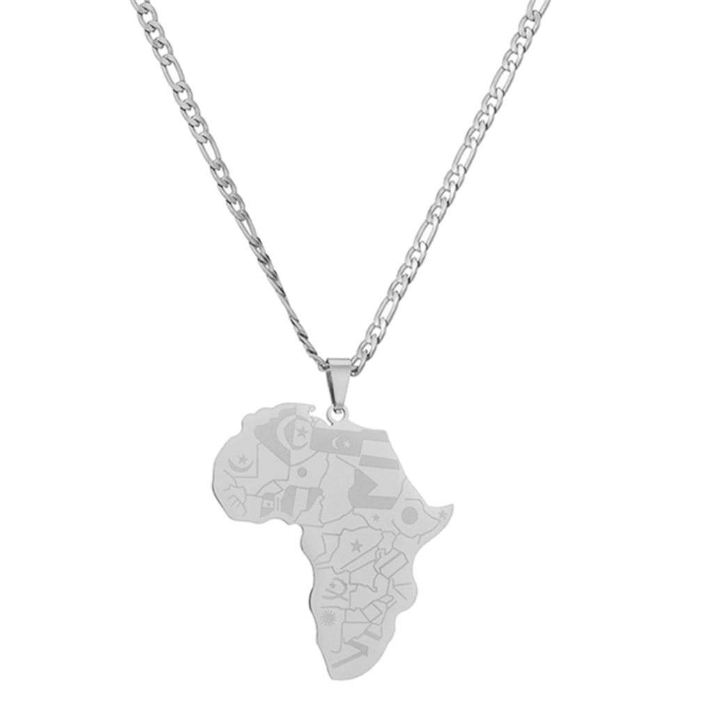 Africa Map Pendant Necklace Stainless Steel Africa Outline Pendant ...