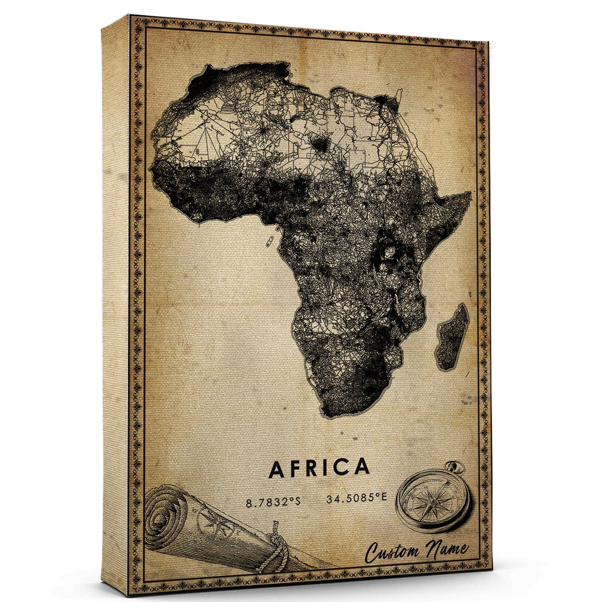 Africa Map Poster, Africa road Map Art Poster, Canvas, ,Modern Wall Art ...
