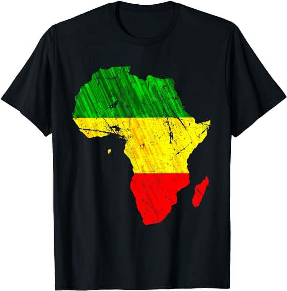 Africa Map Reggae Rasta TShirt Green Yellow Red Africa pride - Walmart.com