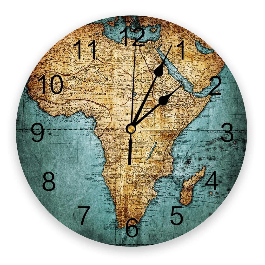 Africa Map Retro Style PVC Wall Clock Modern Design Living Room ...