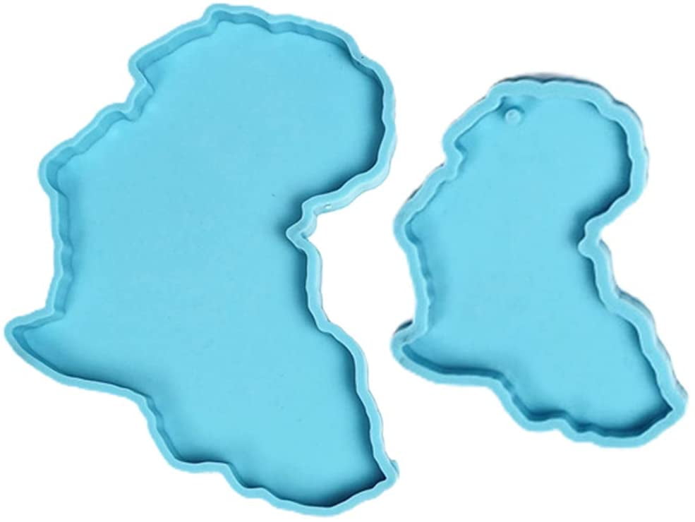 Africa Map Shape Coaster Cup Mat Pad Epoxy Resin Mold Keychain Silicone ...