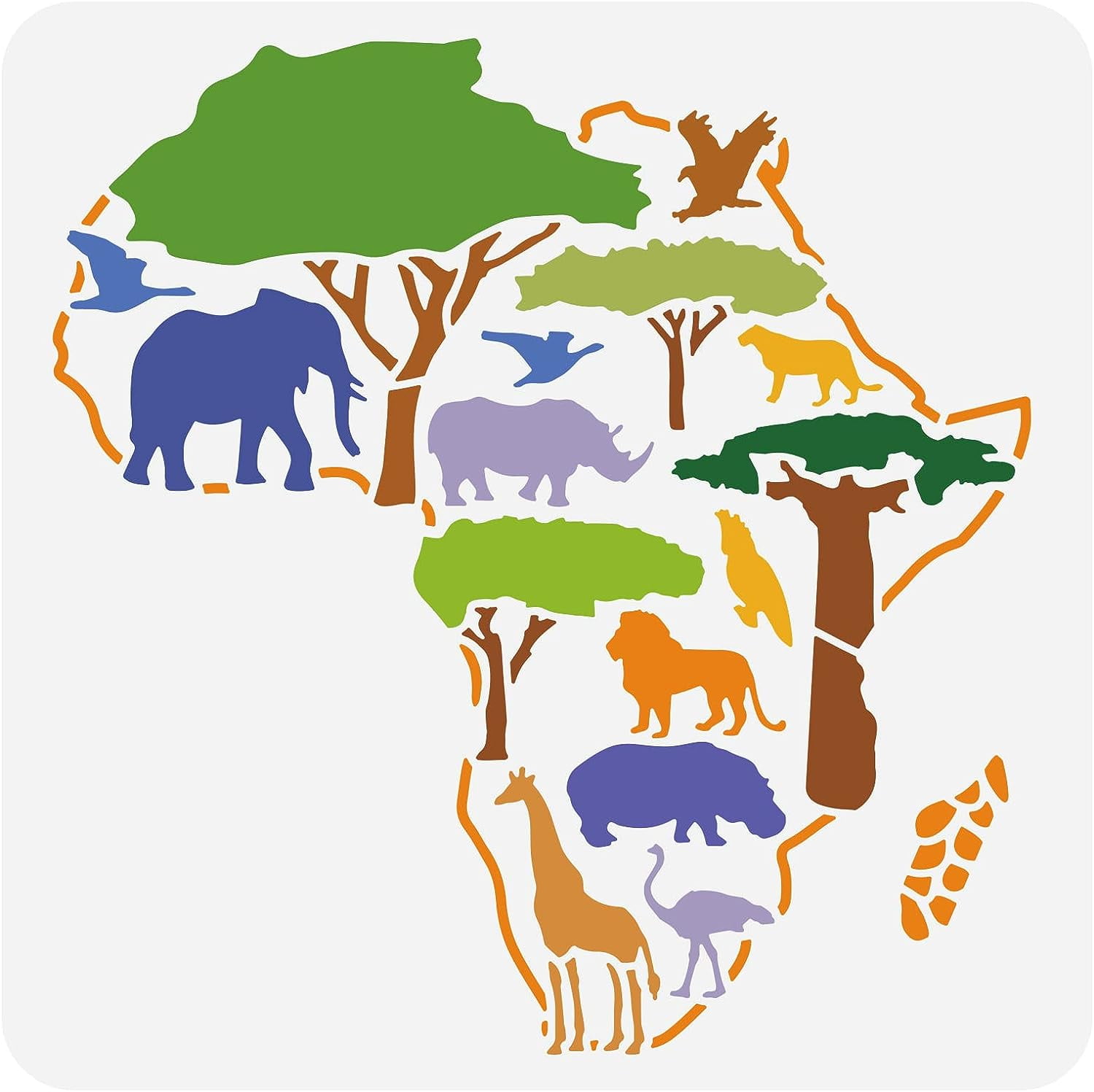 Africa Map Stencil 12x12inch PET Drawing Painting Stencils African ...