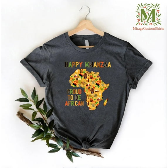 Africa Map T-Shirt, Happy Kwanzaa Shirt, Afro American T-Shirt, Kwanzaa ...