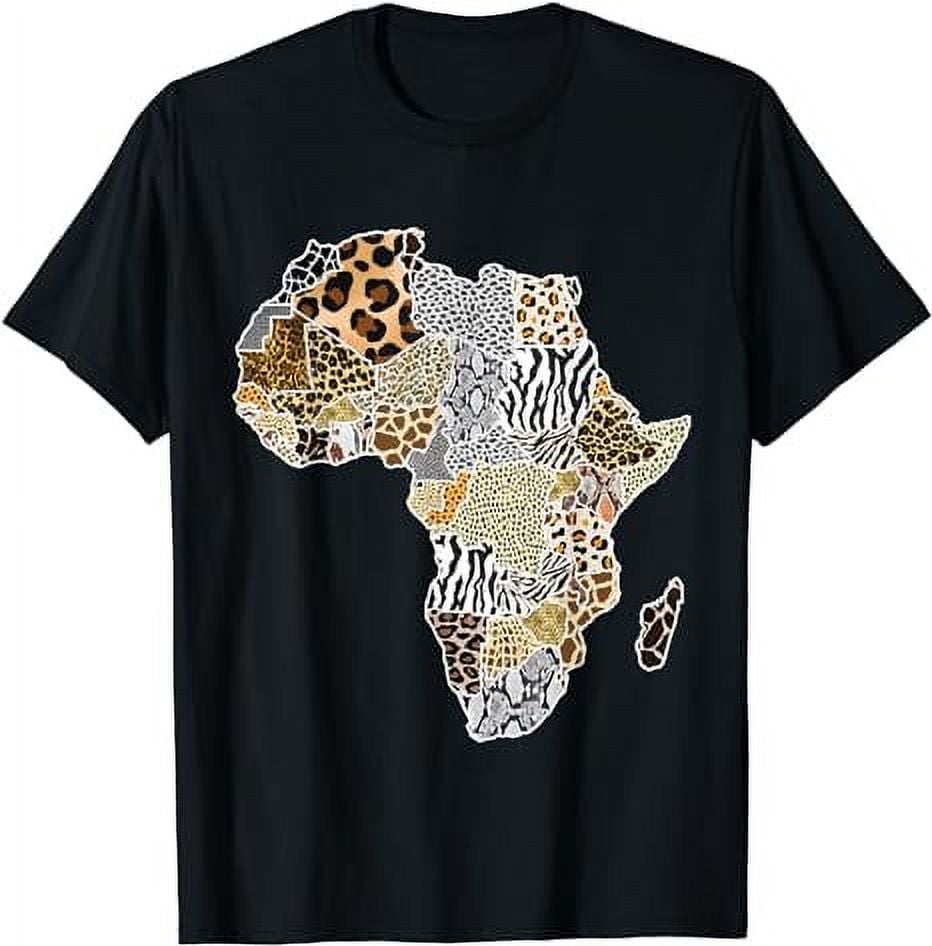 Africa Map with African Safari Animal Print T-Shirt - Walmart.com