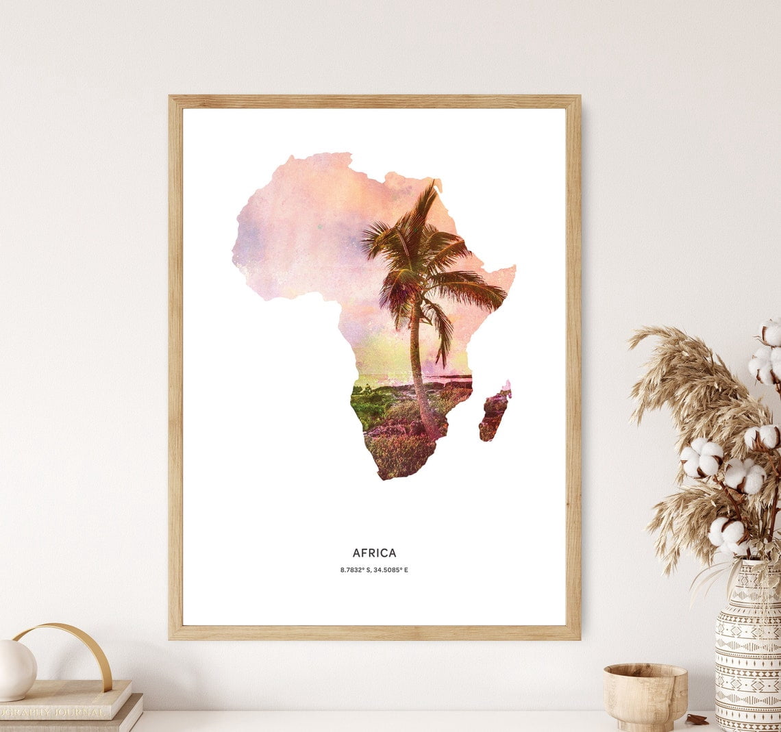 Africa Print, Africa Poster, Africa Map Art, Map Of Africa UNFRAMED ...