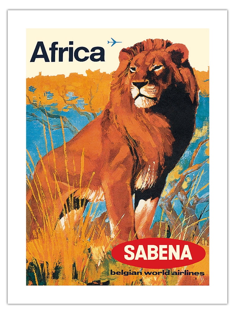 Africa - Sabena Belgian World Airlines - Vintage Airline Travel Poster ...