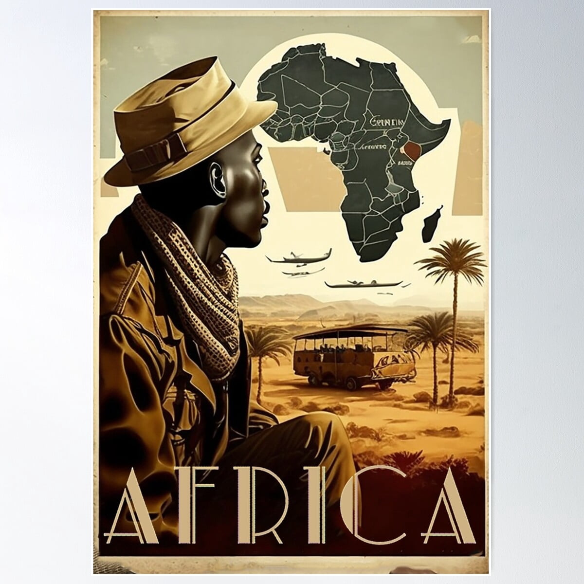 Africa Safari Vintage Travel Art Poster Wall Art, Modern Wall Decor For ...
