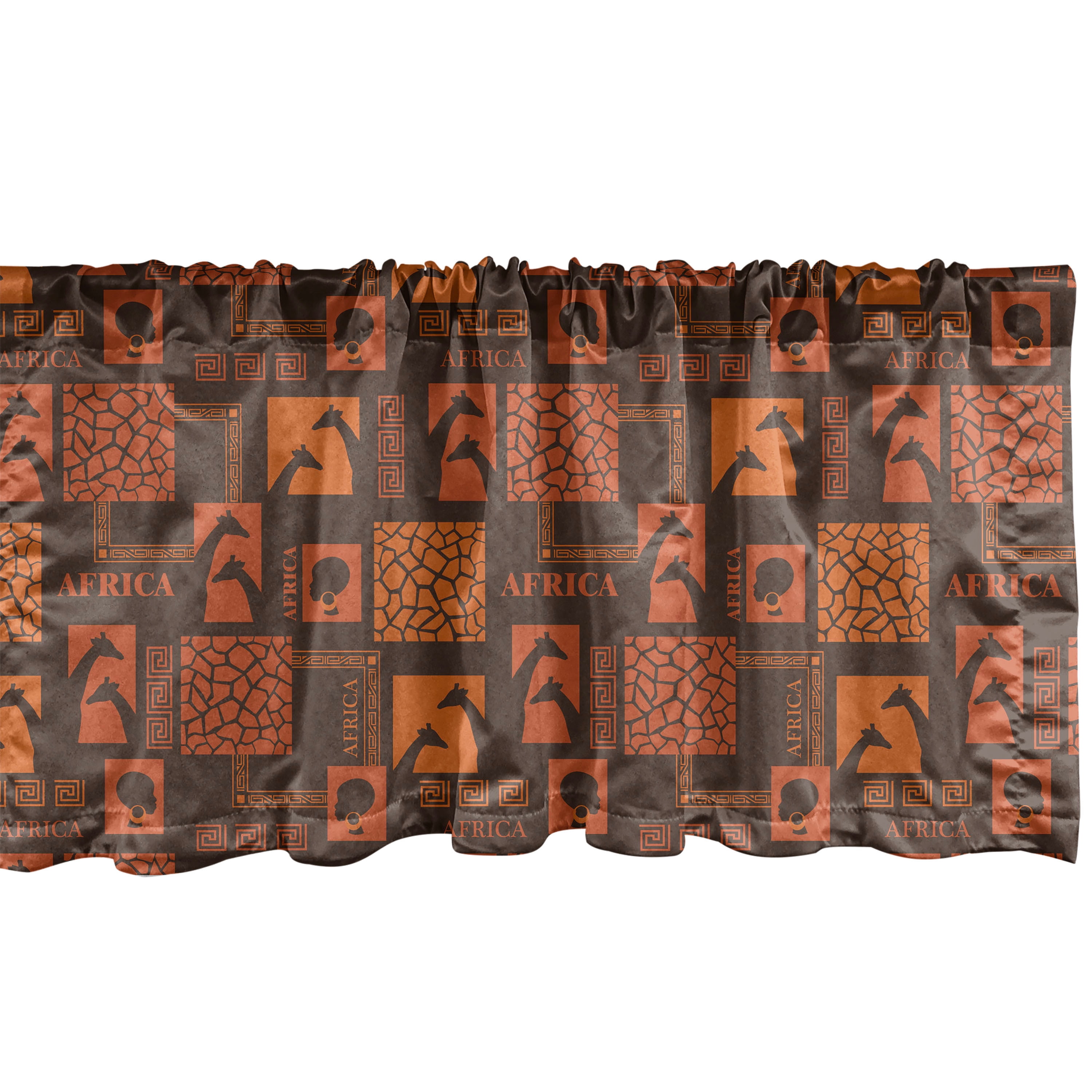 Africa Themed Window Valance, Pop Art Style Giraffe and Lady Silhouette ...