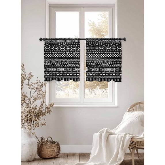 Africa Traditional Ethnicity Pattern Chiffon Sheer Curtains 45 Inches ...
