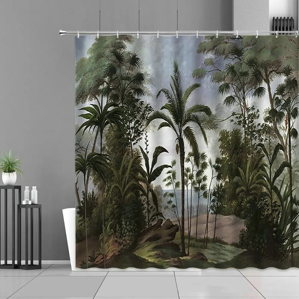 Africa Tropical Plants Leaves Shower Curtain Blechnoid Leaf Betel Nut ...