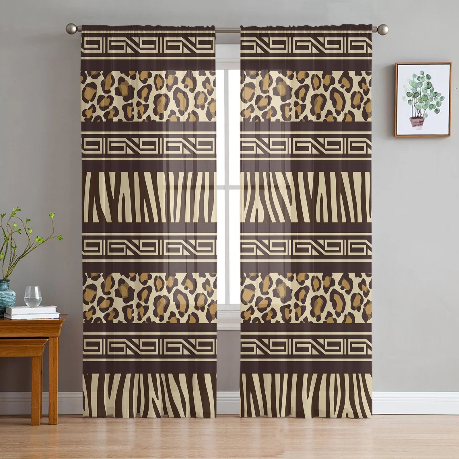 Africa Wild Leopard Stripes Voile Curtains for Bedroom Home r Living ...