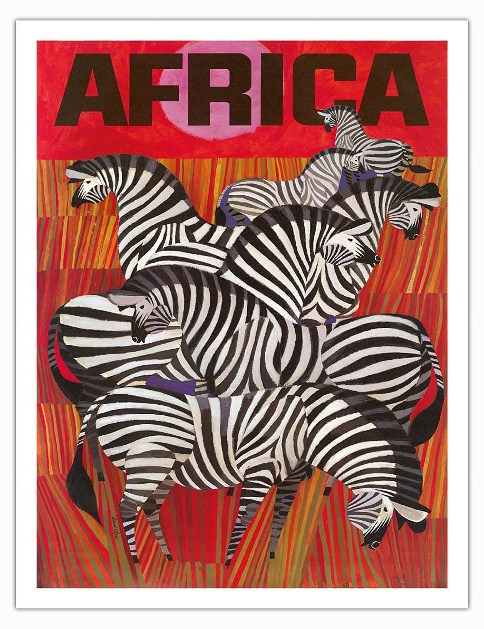 Africa - Zebras - Vintage Travel Poster by David Klein c.1960s - Fine ...