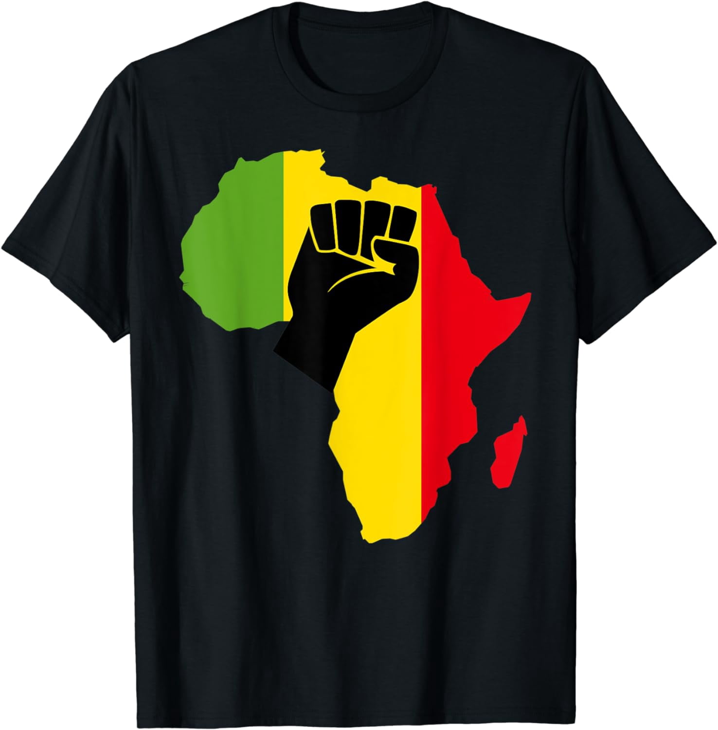 Africa black power raised fist Africa map with rasta colors T-Shirt ...