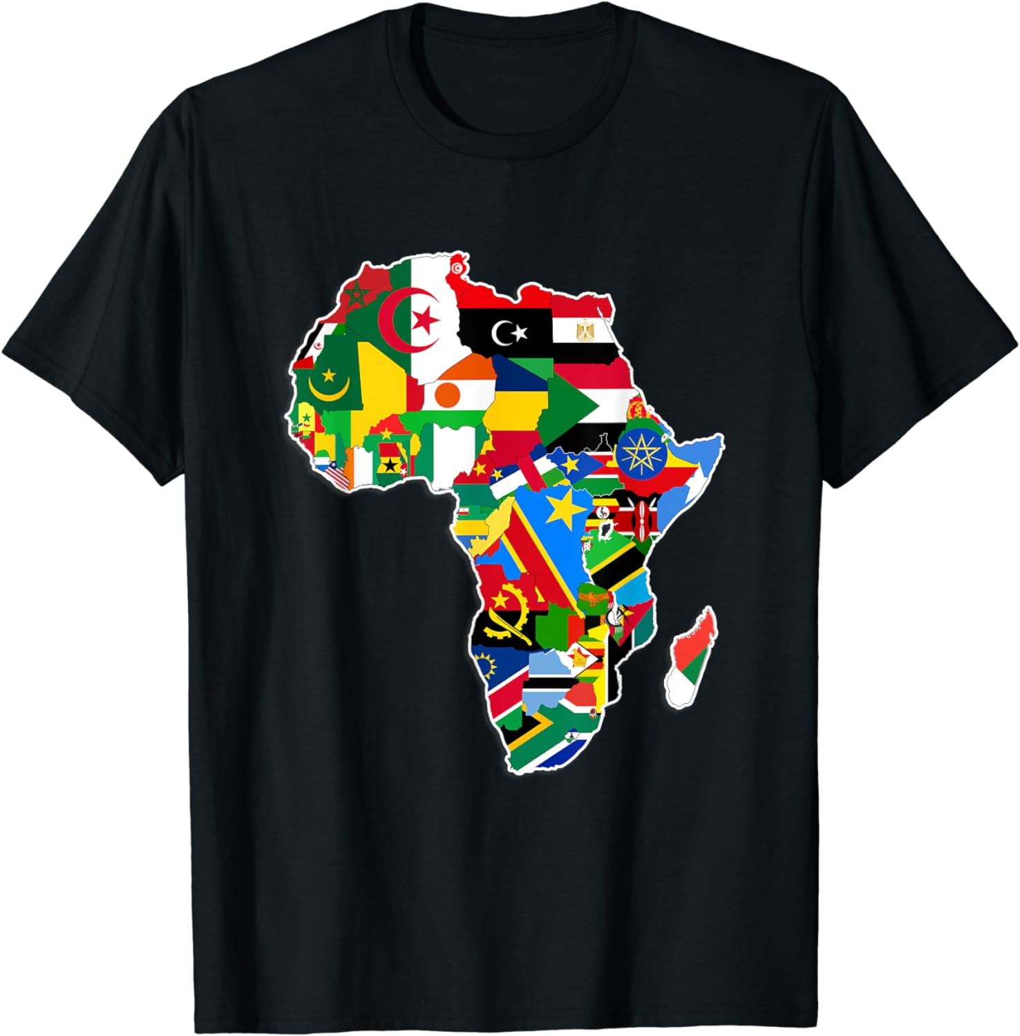 Africa pride: African Continent Map with Flags for Africans T-Shirt ...