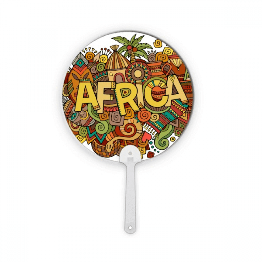 African Aboriginal Art Pattern Tribal Plastic Round Handheld Fan ...