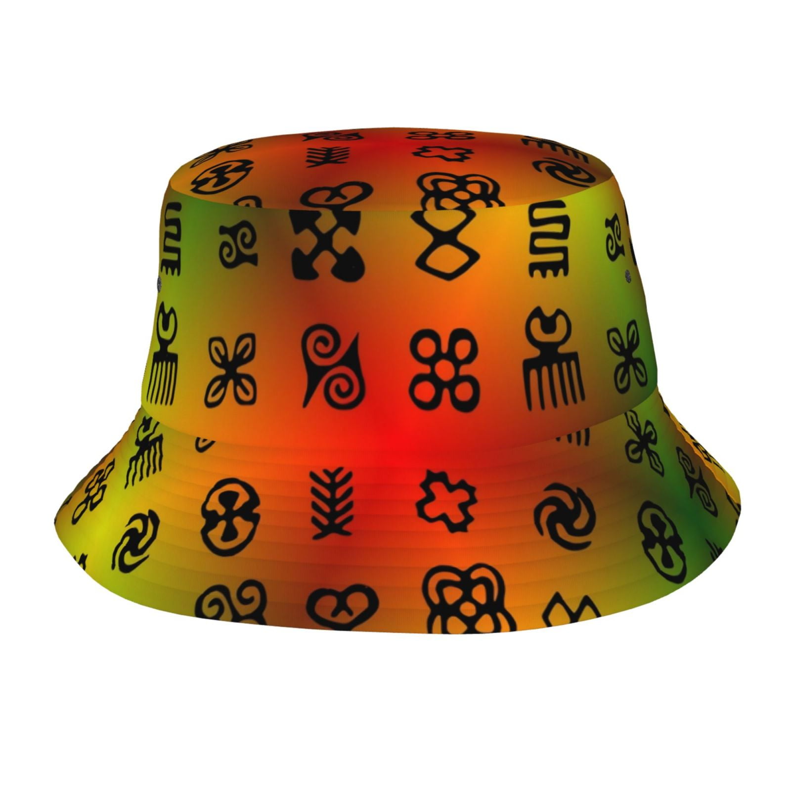 African Adinkra Abstract Trippy Bucket Hat, Packable Fisherman Sun Cap ...