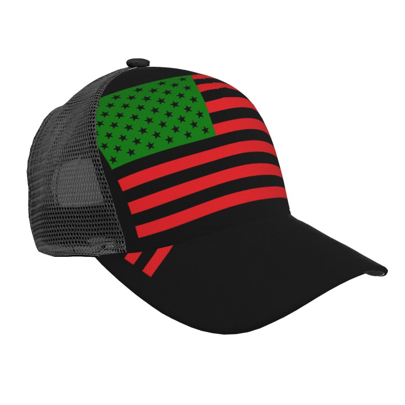 African America Flag Print Baseball Cap Fishing Sun Hat Mesh Back For ...